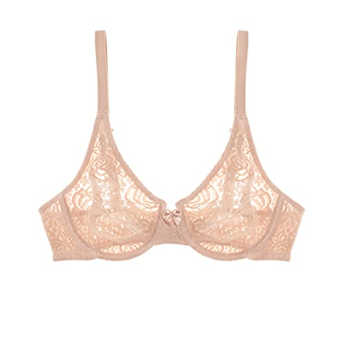 Wacoal Women's 34DD Halo Lace Underwire Bra, Natural Nude