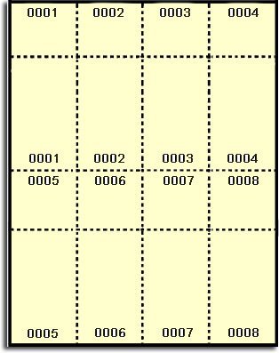 400 Label OutfittersĀ® Pre Numbered Cream Color Laser and Inkjet Printable Tickets with Numbered Stub, 50 Sheets