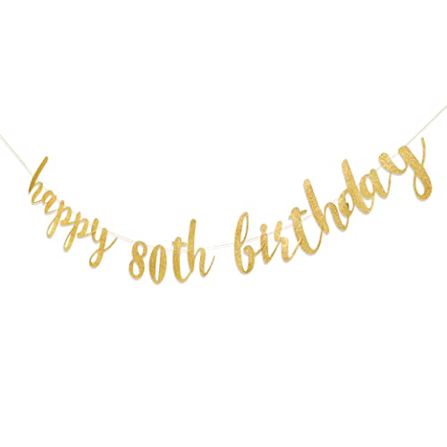 Happy 80th Birthday Banner - 80th Birthday Banner,80 Banner Gold,80th Anniversary Banner Gold,80th Birthday Banner for Women/men,happy 80th Birthday Banner Party Decorations