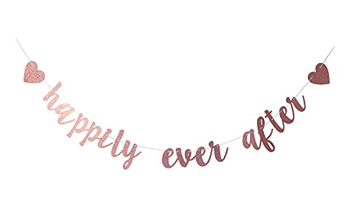Starsgarden Happily Ever After Banner Rose Gold Glitter Wedding Bachelorette Engagement Party Bridal Shower Party Decoration Supplies
