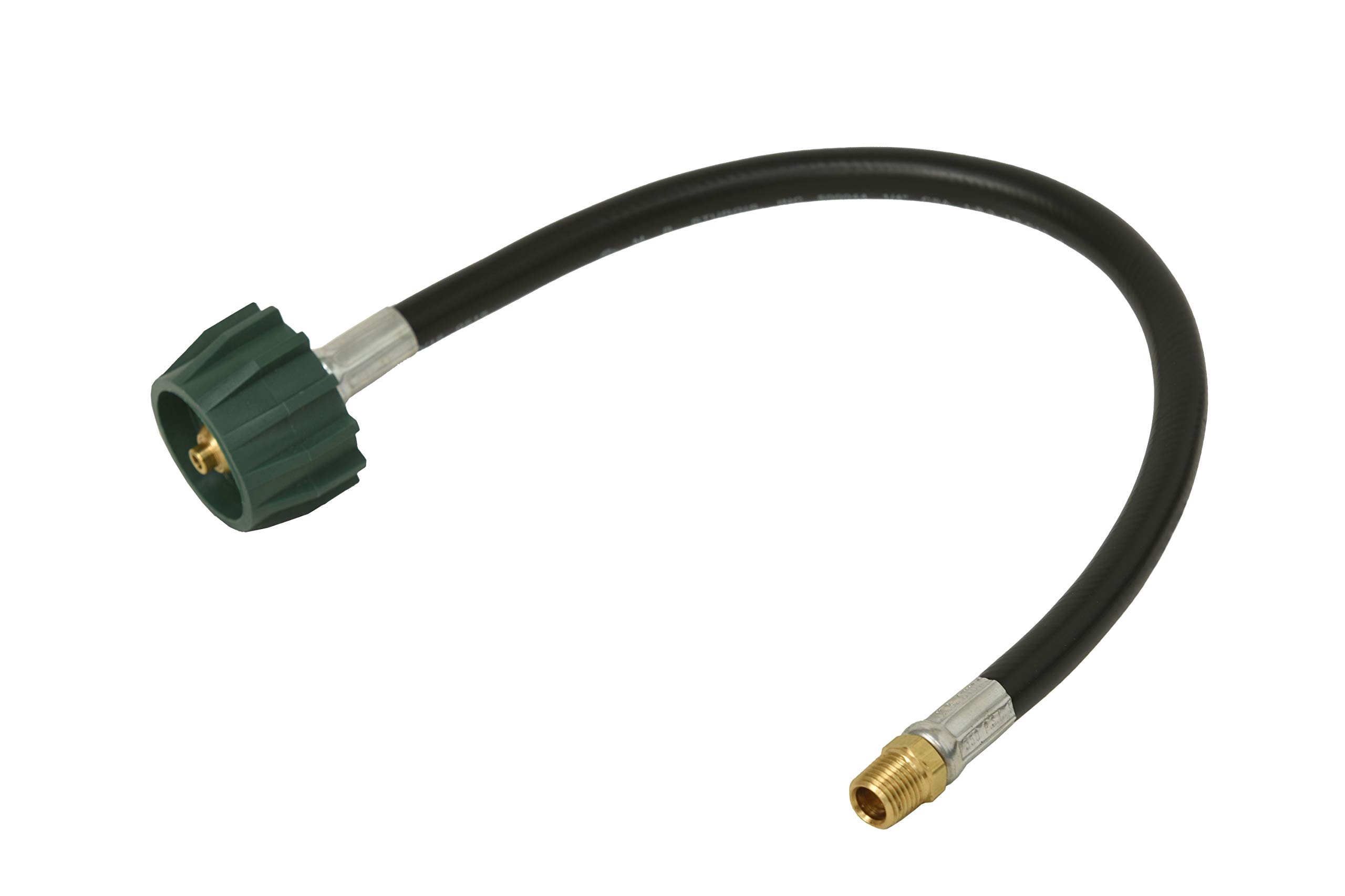 Flame King 100473-18, 1/4" Male NPT Adapter (Not Flare), Solid Rubber Pigtail Hose for RV Regulators, Black/Brass, 18 inches