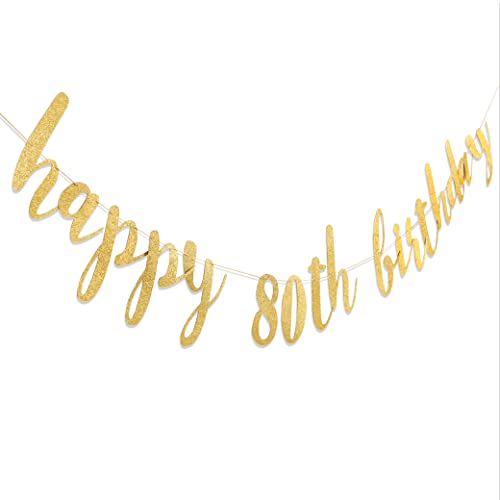 Happy 80th Birthday Banner - 80th Birthday Banner,80 Banner Gold,80th Anniversary Banner Gold,80th Birthday Banner for Women/men,happy 80th Birthday Banner Party Decorations