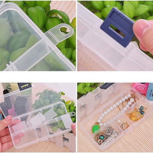 10/15/24 Grids Clear Plastic Organizer Box Storage Container Jewelry Box with Adjustable Dividers for Beads Art DIY Crafts Jewelry Fishing Tackles, Plastic Jewelry Box Organizer Storage Container 10