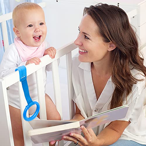 Baby Pull Up Rings, 2 Pack Bed Stand Up Assistant, Play Gym Crib Pull Ring for Toddler Kids Children Walking Training Tool(Blue and Green)