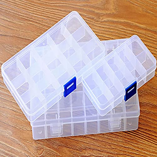 10/15/24 Grids Clear Plastic Organizer Box Storage Container Jewelry Box with Adjustable Dividers for Beads Art DIY Crafts Jewelry Fishing Tackles, Plastic Jewelry Box Organizer Storage Container 10