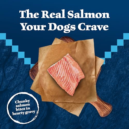 Blue Buffalo Wilderness Trail Toppers Wild Cuts Natural High-Protein Dog Wet Food, Salmon Bites in Hearty Gravy, 3-oz Pouch, 24 Count