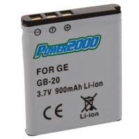 Power 2000 GB-20 Replacement Lithium-Ion Rechargeable Battery 3.7v 900mAh for GE General Imaging Digital Cameras