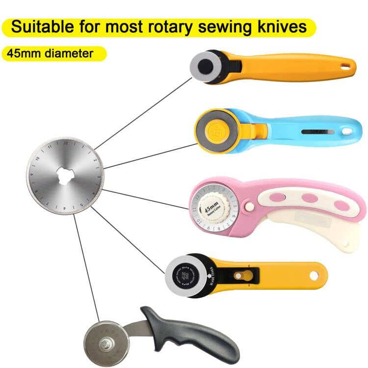 Rotary Cutters Blades 45mm Rotary Blades,Fits OLFA,DAFA,Truecut Replacement,Blades Sharp Durable Fabric Cutter Quilting Scrapbooking Sewing Arts Crafts Fits Most Rotary Cutters