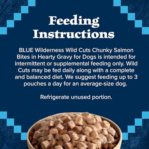 Blue Buffalo Wilderness Trail Toppers Wild Cuts Natural High-Protein Dog Wet Food, Salmon Bites in Hearty Gravy, 3-oz Pouch, 24 Count