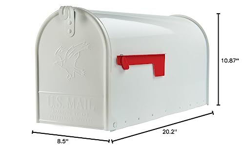 Gibraltar Mailboxes Elite Large Capacity Galvanized Steel White, Post-Mount Mailbox, E1600W00