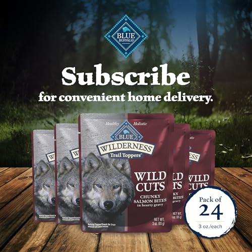 Blue Buffalo Wilderness Trail Toppers Wild Cuts Natural High-Protein Dog Wet Food, Salmon Bites in Hearty Gravy, 3-oz Pouch, 24 Count