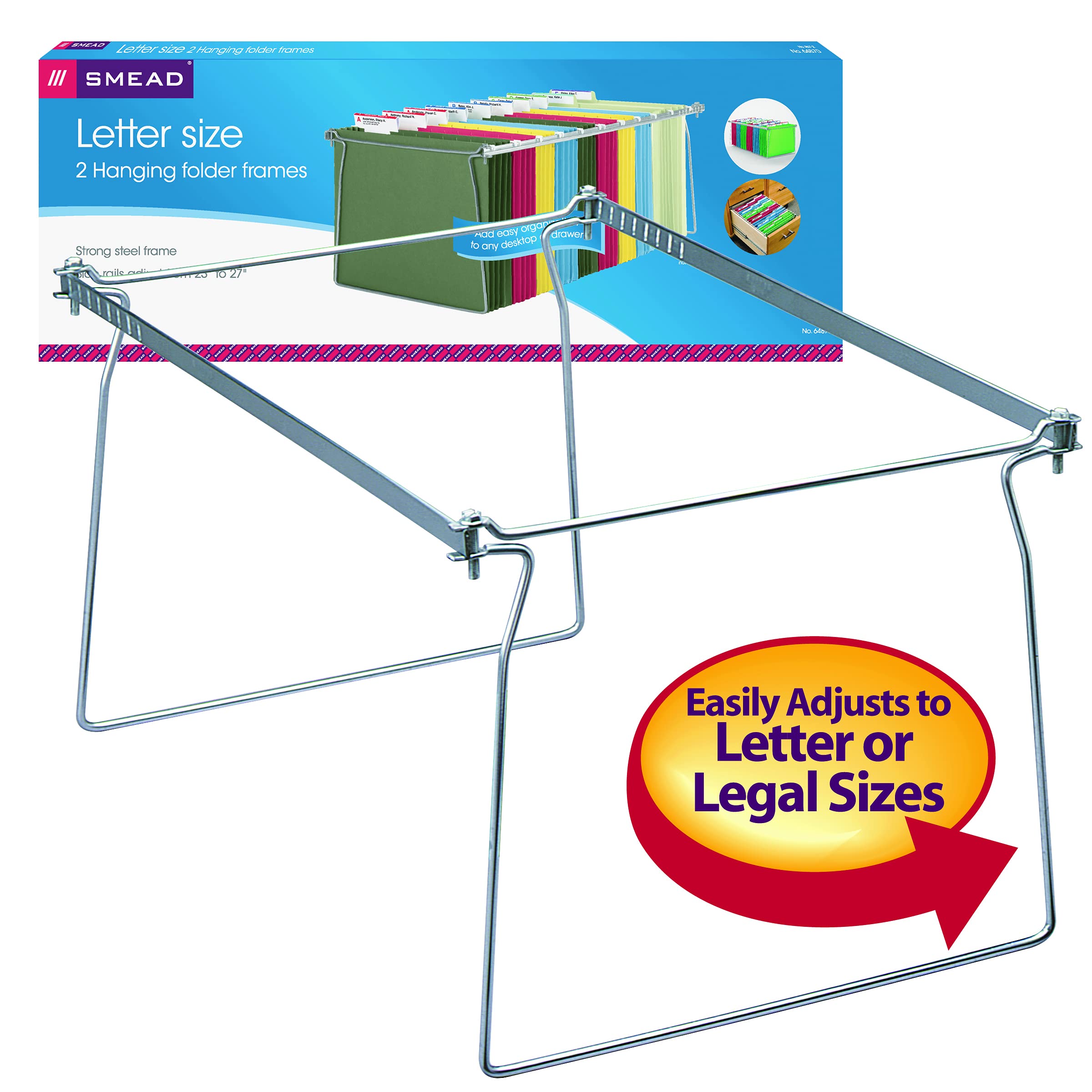 Smead Steel Hanging File Folder Frame, Letter Size, Gray, 2 per Pack (64870)