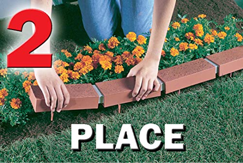 Argee RG840S Let's Light It 40-Foot Decorative Plastic Brick Edging with 6 Built-In Solar Lights, Terra Cotta