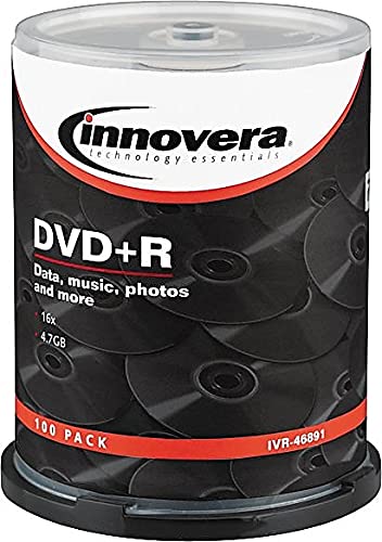 Innovera DVD+R Discs, 4.7GB, 16x, Spindle, Silver, 100/Pack (IVR46891)