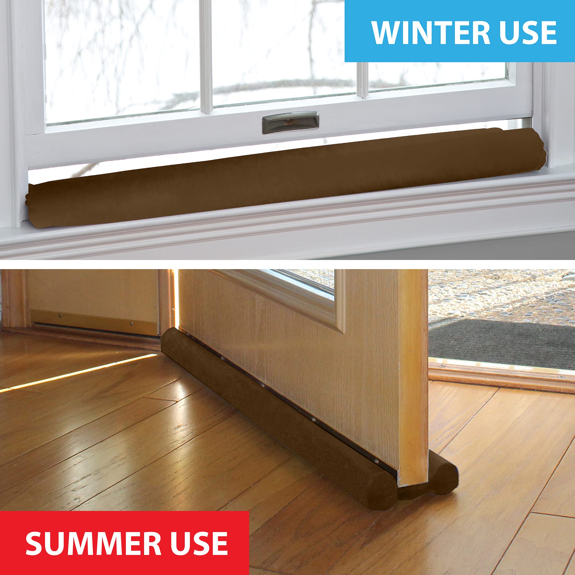 Twin Draft Guard 60220-DNA, Single, Brown Extreme, Original Year-Round Insulator, Trademarked and Patented Under Door Draft Stopper