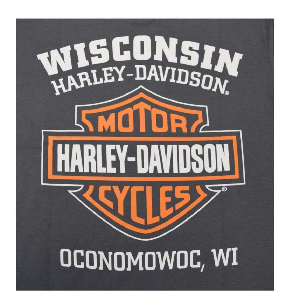 Harley-Davidson Men's Long Sleeve Orange Bar & Shield Grey Shirt 30291963 (S)