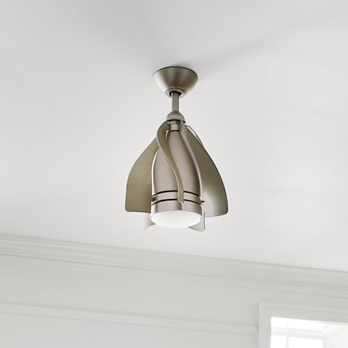 Kichler Terna 15" LED Ceiling Fan in Brushed Nickel, 5-Blade Modern Ceiling Fan with Remote Control, 3000K, (15" W x 19.75" H), 300230NI