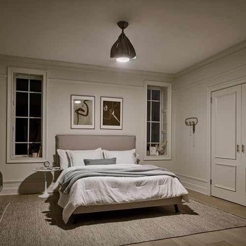 Kichler Terna 15" LED Ceiling Fan in Brushed Nickel, 5-Blade Modern Ceiling Fan with Remote Control, 3000K, (15" W x 19.75" H), 300230NI