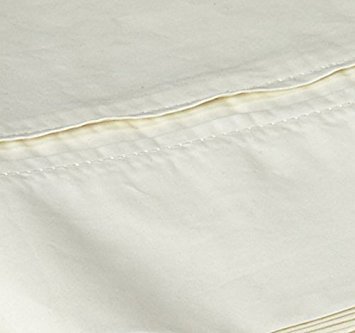 Tribeca Living, Crisp and Smooth Egyptian Cotton Percale Solid Sheets and Pillowcase Set, Extra Deep Pocket, 350 Thread Count, 4-Piece Luxury Bedding, California King, Light Ivory
