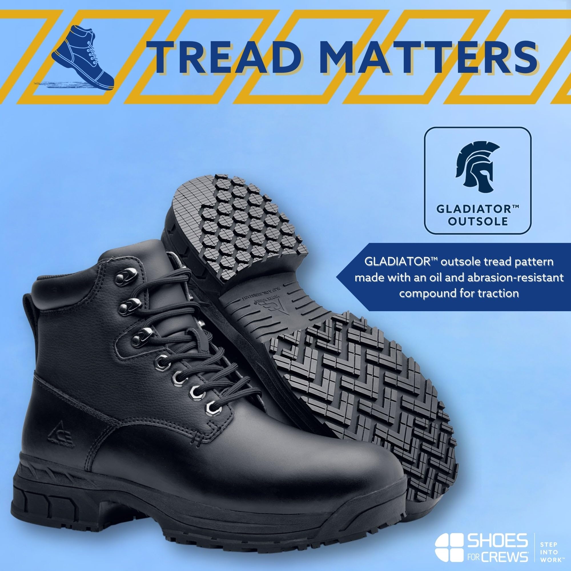 Shoes for Crews Rowan, Men's Steel Toe (ST) Work Boots, Slip Resistant, Water Resistant, Black, Size 16 Wide