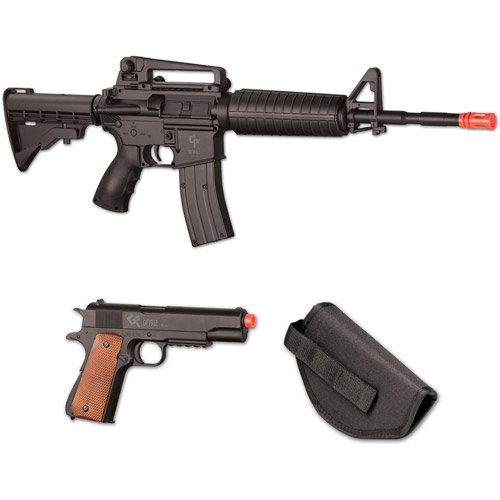 Game Face 52003 Defender Strike Airsoft Full/Semi-Auto Rifle And Spring-Powered 1911 Pistol Kit