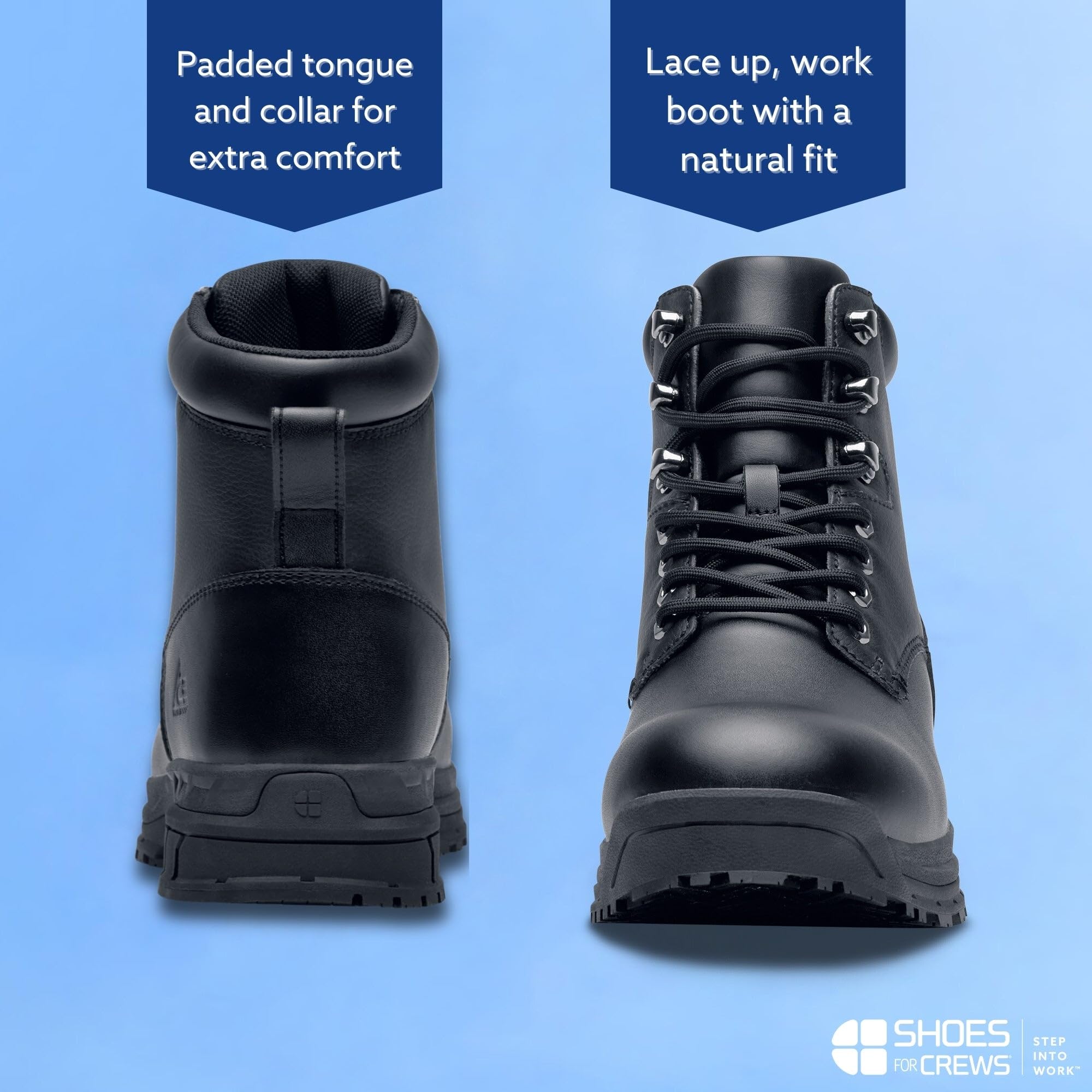 Shoes for Crews Rowan, Men's Steel Toe (ST) Work Boots, Slip Resistant, Water Resistant, Black, Size 16 Wide