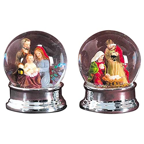 Dicksons Holy Family Christmas Nativity Snow Globes 2 Assorted, 12 Pack