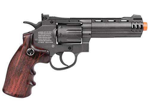 Game Face ACG357 CO2-Powered GF600 Semi-Auto 8-Shot 357 Airsoft Revolver, Grey/Brown