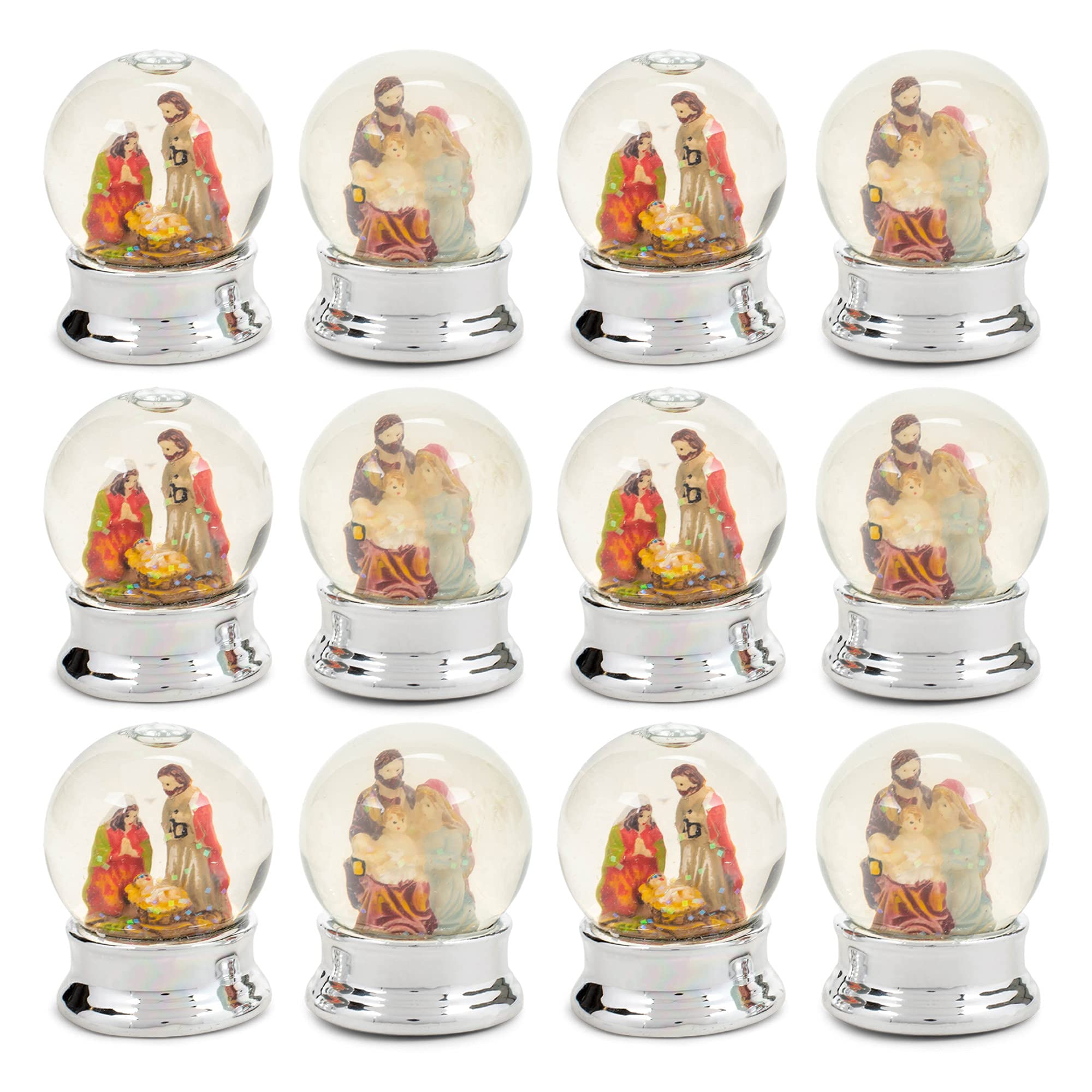 Dicksons Holy Family Christmas Nativity Snow Globes 2 Assorted, 12 Pack