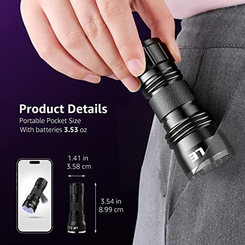 LE Black Light Flashlight, Small UV Lights with 21 LEDs, 395nm, Ultraviolet Light Detector for Invisible Ink Pens, Pet Dog Cat Urine Stain and More, AAA Batteries Included