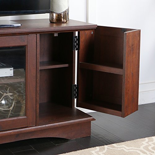 Walker Edison Traditional Wood Universal TV Stand with Storage Cabinets for TV's up to 65" Living Room Entertainment Center, 44 Inch, Traditional Brown