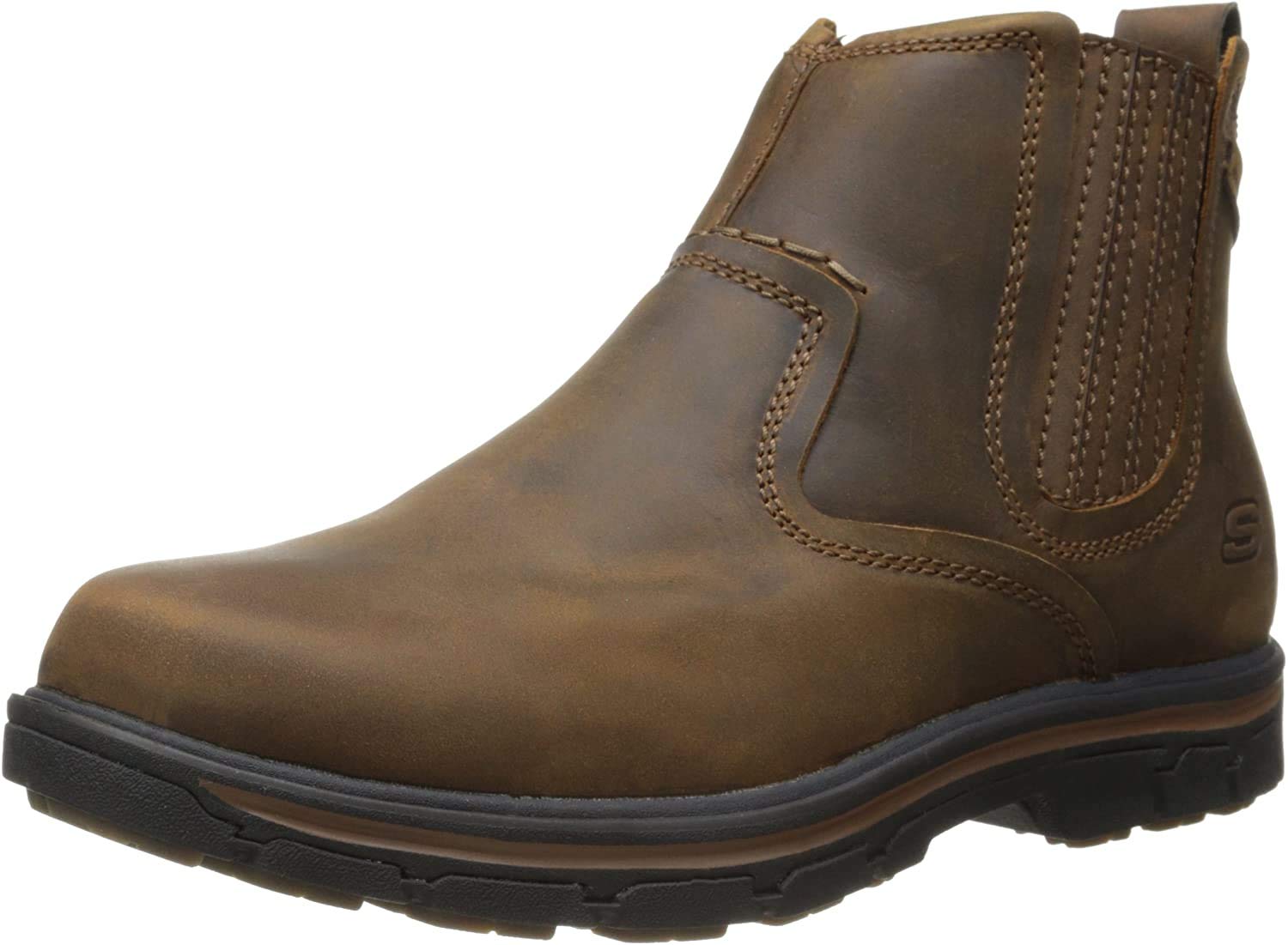 Skechers Men's Relaxed Fit Segment-Dorton Boot, Dark Brown, 6.5 M US