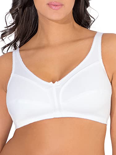 Fruit of the Loom womens Seamed Soft Cup Wirefree Cotton Bra, White Shine, 36D