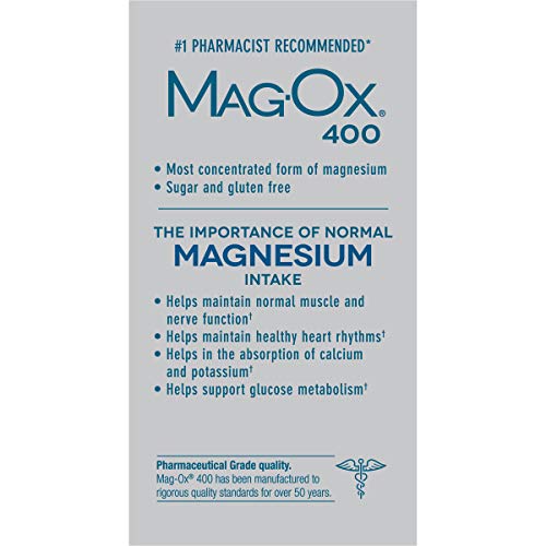 Mag-Ox 400 Magnesium Mineral Dietary Supplement Tablets, 483 mg Magnesium Oxide, Pharmaceutical Grade, 120 Count, (Pack of 2)