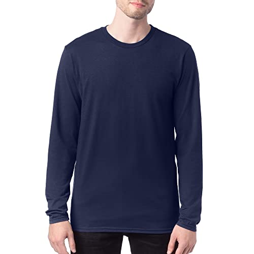 Hanes mens Long-sleeve Premium T-shirt (Pack of 2) fashion t shirts, Navy, Large US