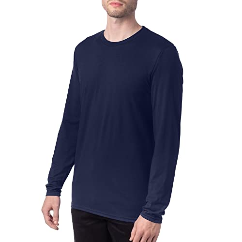 Hanes mens Long-sleeve Premium T-shirt (Pack of 2) fashion t shirts, Navy, Large US