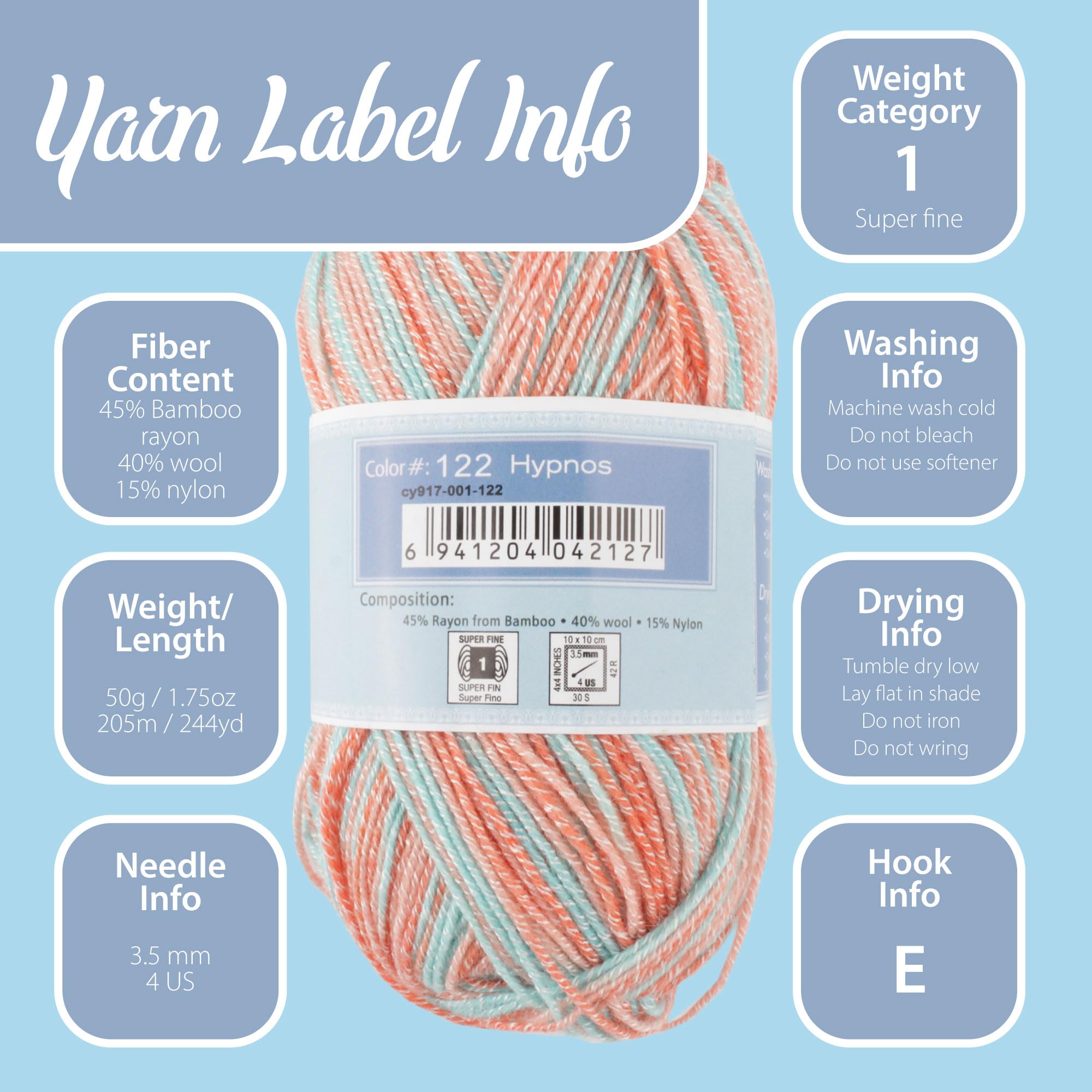 JubileeYarn Soft and Slim Yarn - Baby Weight Rayon from Bamboo Wool Blend - 50g/Skein - Cotton Candy - 2 Skeins