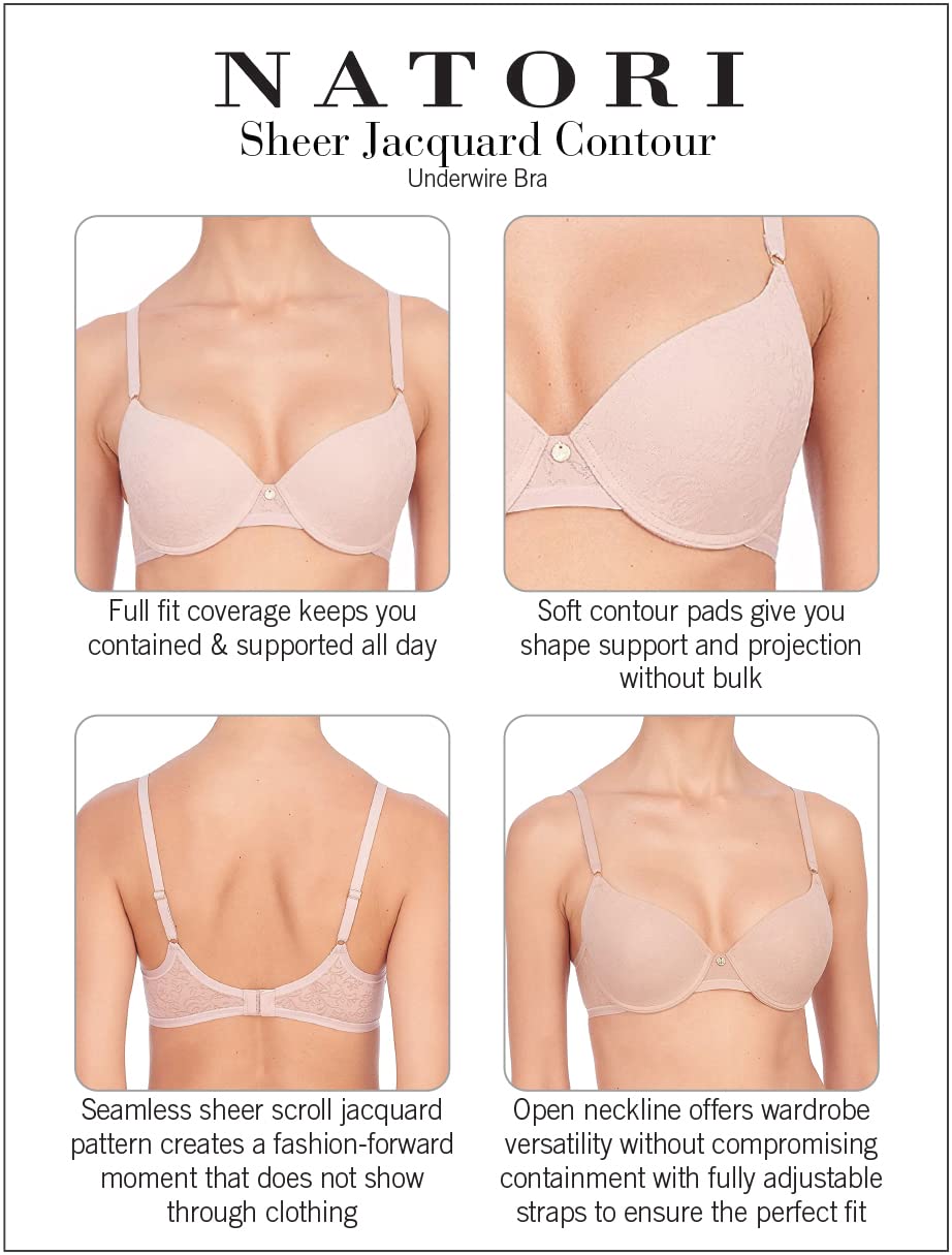 Natori Women's Sheer Jacquard Contour Underwire Bra, Café, 32D