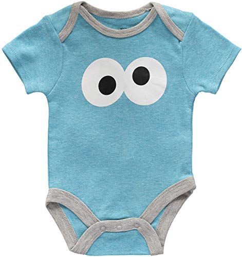 Happy Threads Sesame Street Baby Boys Short Sleeve Onesie Bodysuits 5 Pack Gift Set (Multicolored, 6-9 Months) (ASEB047PK)