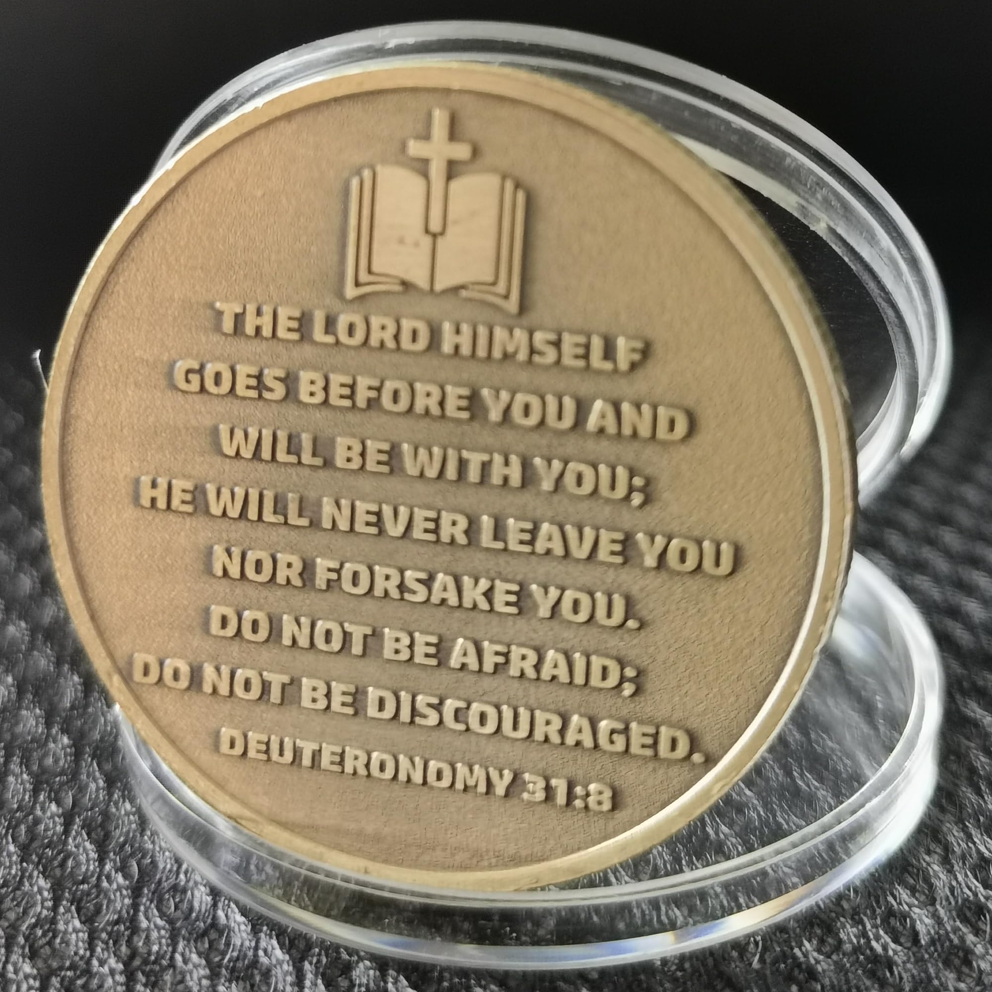 Rooted in Christ The Lord is My Rock, My Fortress, My Deliverer Faith-Based Christian Challenge Coin Bible Verse Gift (Single Coin)