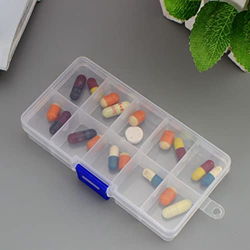 Plastic Organizer Box 10 Grids Craft Storage with Adjustable Dividers, Bead Organizer Fishing Tackles Box Crafts Thread Organizer, Clear Plastic Organizer Box Storage Container Jewelry Box E