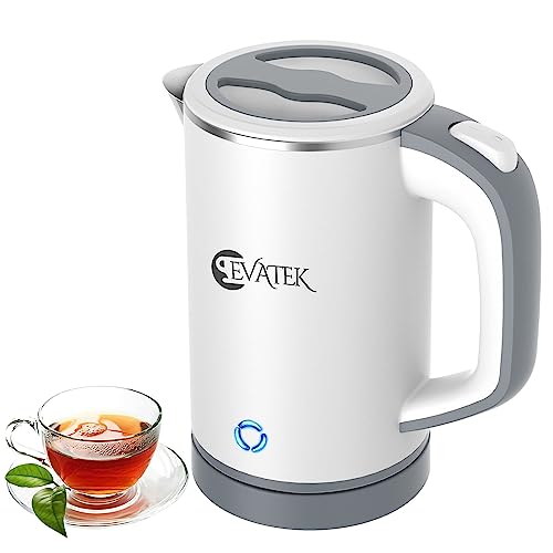 EVATEK Small Electric Kettle, Travel Mini Hot Water Boiler Heater, 304 Stainless Steel 0.8L Portable Electric Kettles for Boiling Water, 5 Mins Coffee Kettle Travel Teapot with Auto Shut-Off