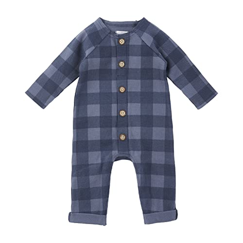 Mud Pie Baby Boys Boy Waffle Check Bodysuit, Blue, 3-6 Months, Blue, 3-6 Months US