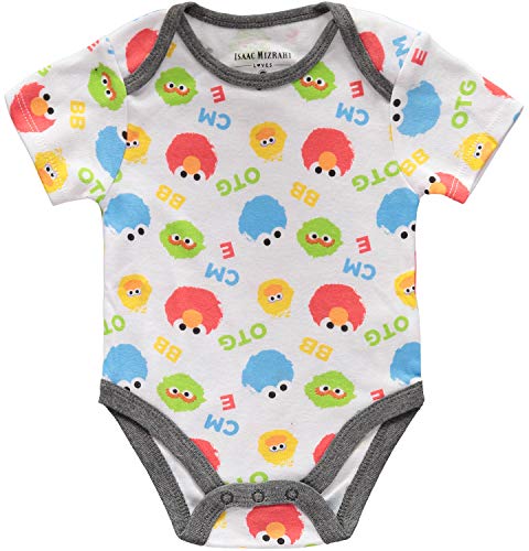 Happy Threads Sesame Street Baby Boys Short Sleeve Onesie Bodysuits 5 Pack Gift Set (Multicolored, 6-9 Months) (ASEB047PK)