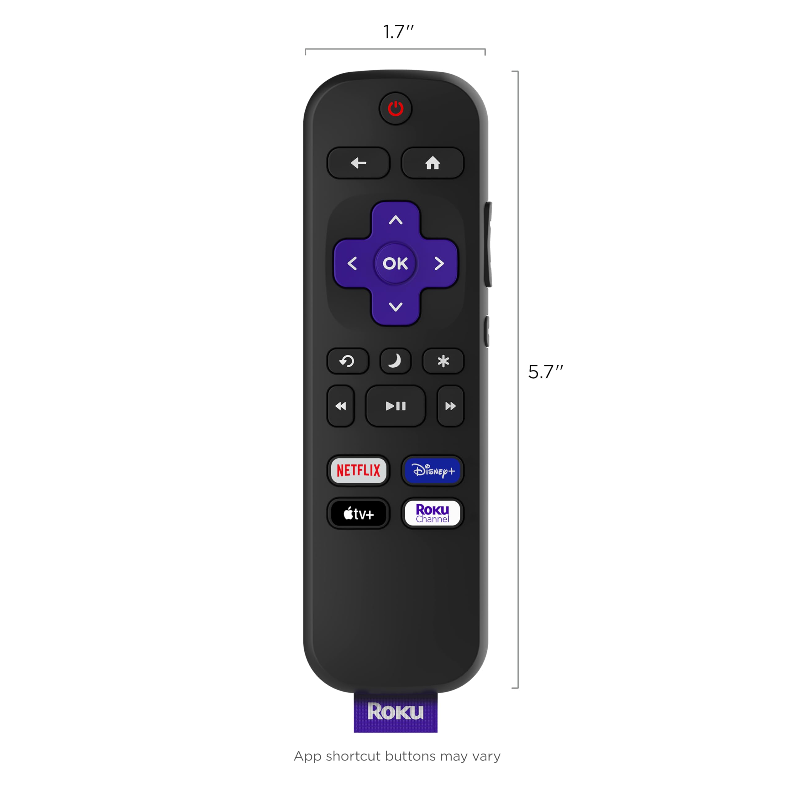 Roku TV Remote Control (Official Manufacturer Product) - Simple Setup, & Pre-Set App Shortcuts - Replacement Remote Compatible with RokuTV Models ONLY (Not Roku Players)