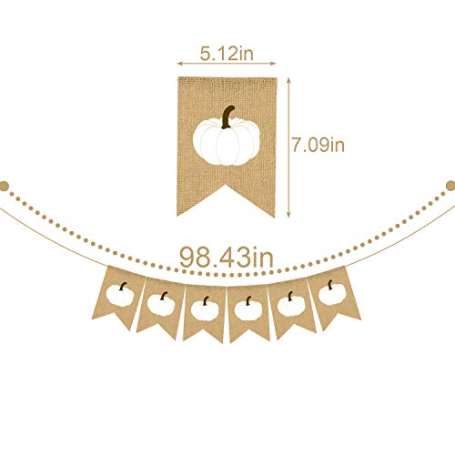 Rainlemon Burlap White Pumpkin Banner Fall Wedding Bridal Shower Thanksgiving Party Fireplace Mantle Garland Decoration