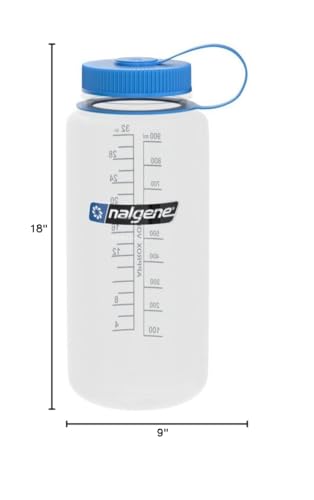 Nalgene Tritan Wide Mouth BPA-Free Water Bottle, Gray W/Blue Lid, 32 oz