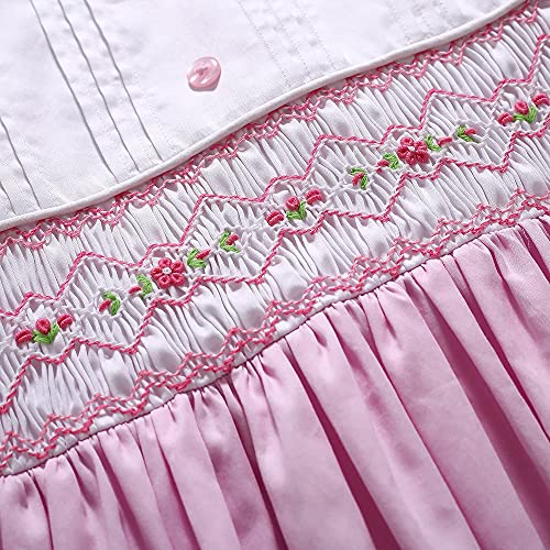 Pettigirl Girls Kids Cute Pink Hand Embroidery Smocked Dresses