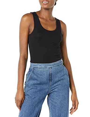 Amazon Essentials Women's Slim-Fit Tank, Pack of 2, Black/White, Large