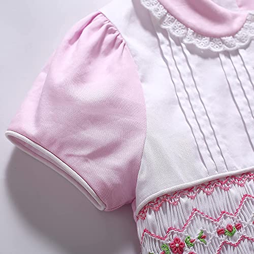 Pettigirl Girls Kids Cute Pink Hand Embroidery Smocked Dresses
